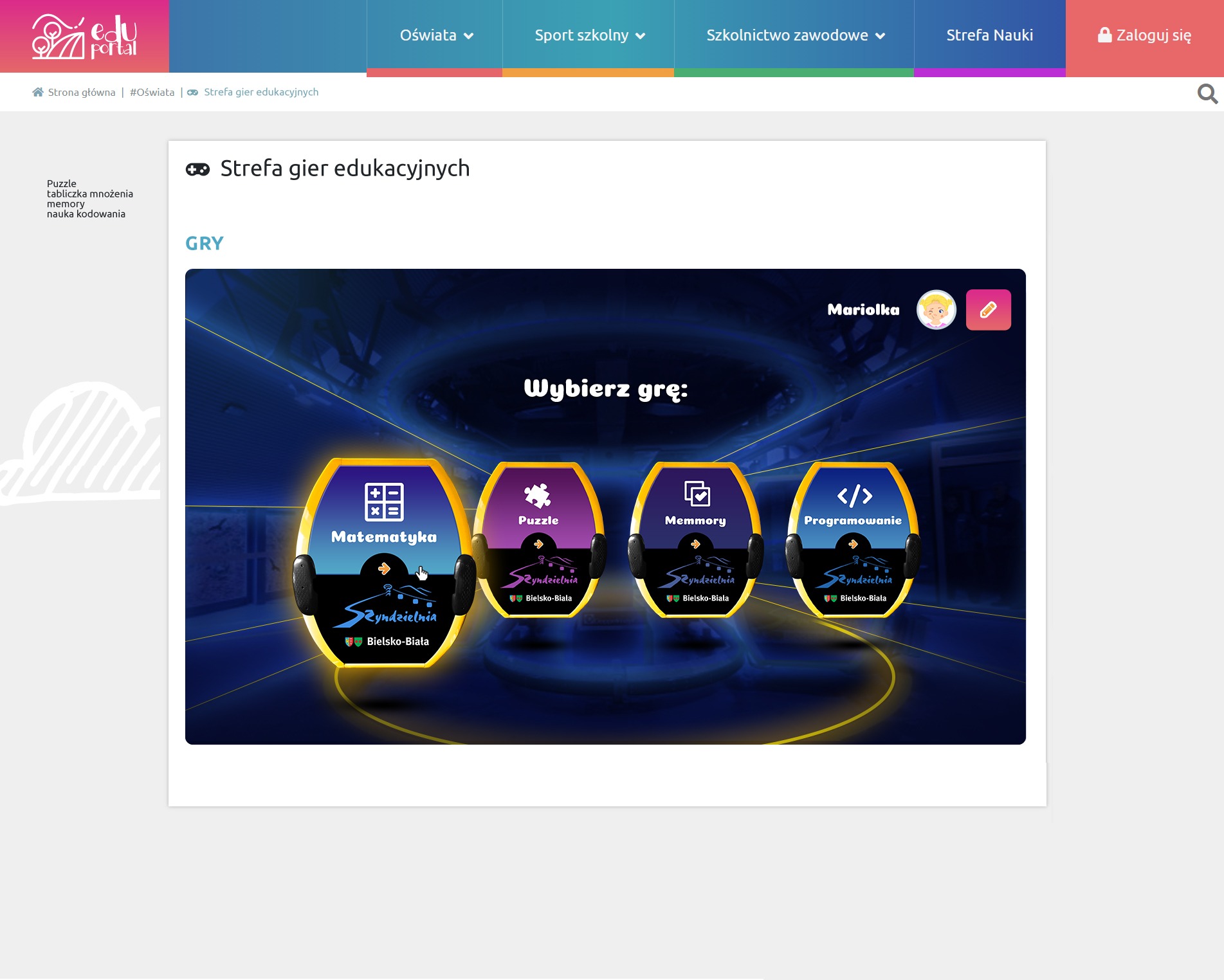 Gry edukacyjne dla portalu EduPortal Miasta Bielsko-Biała | Da Vinci Studio